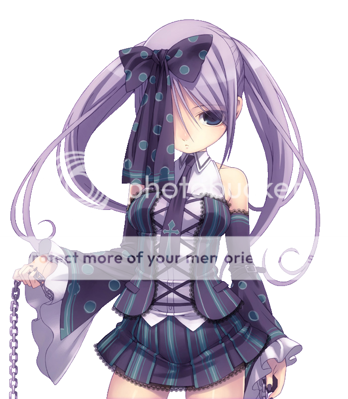 Stripes, Pokadots, Anime Girl, Cross, Chain, Bow Purple, Teal Photo by ...